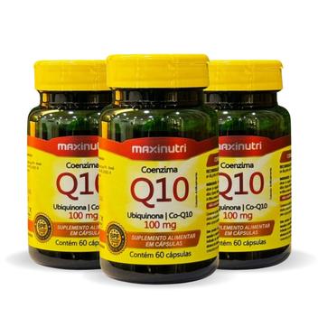 Kit 3 Coenzima Q10 Ubiquinona 100mg 60 Cápsulas Maxinutri - Coenzima Q10 - Magazine Luiza