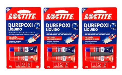 Kit 3 Cola Durepoxi Liquido 10min Epóxi Transparente Extra - Loctite ...