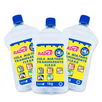 Kit 3 Cola multiuso transparente Radex 1kg ideal para slime - Slime / Amoeba - Magazine Luiza