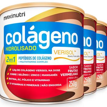 Kit 3 Colágeno Hidrolisado Verisol Cobre Selênio Zinco Magnanês Biotina ...