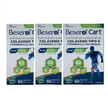 Kit 3 Colágeno Não Hidrolisado Tipo 2 Beserol Cart 90 Cáps - Megalabs ...