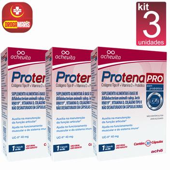 kit 3 Colágeno Tipo 2, Vitamina D, Probiótico - Protena Pro 30 cápsulas - Achevita - Colágeno ...