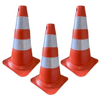 Kit 3 Cone Refletivo de Sinalização 50cm Flexível Laranja e Branco ...
