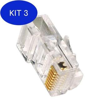 Kit 3 Conector Rj45 Cabo Rede Lan Plug Pacote com 100 Peças - GC ...
