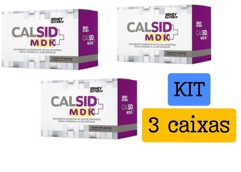 Kit 3 cx Calsid MDK suplemento alimentar em caps composto Cálcio ...