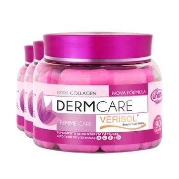 Kit 3 Derm Care Verisol Unilife 90 Cápsulas - Colágeno - Magazine Luiza