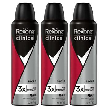 Kit 3 Desodorante Rexona Clinical Aero Sport 91g cada - Desodorante ...