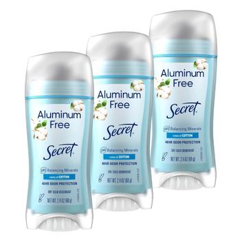 Kit 3 Desodorante Secret Aluminum Free Cotton Scent 68g - Desodorante ...