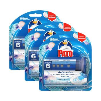 Kit 3 Detergente Sanitário Pato Gel Adesivo Marine com Aplicador 38g ...
