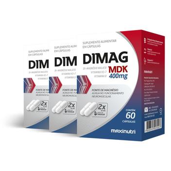 Kit 3 Dimag MDK 400mg Maxinutri 60 Cápsulas - Cloreto de Magnésio ...
