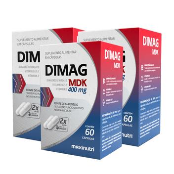 Kit 3 Dimag MDK Di-Magnésio Malato K2-7 60 Cáps Maxinutri - Multivitamínico / Polivitamínico ...
