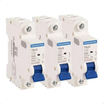Kit 3 Disjuntor Monopolar DIN 32A 3kA Curva C Tramontina - Disjuntor ...