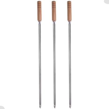 Kit 3 Espetos Simples para Churrasco Domama com Lâmina em Aço Inox e ...