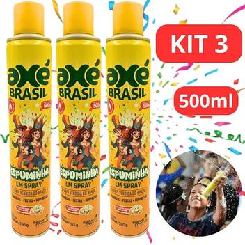 Kit 3 Espuma de Carnaval Em Spray Espuminha Neve Festa 500ml - AXE ...