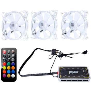 Kit 3 Fans Cooler RGB Transparente RGB Fans com 8 LEDs Dimensões 120mm ...