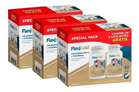Kit 3 FlexiGold Colágeno Tipo II - 60 cápsulas cada Vitaminas Herbamed ...