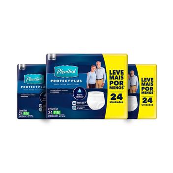 Kit 3 Fraldas Geriátricas Plenitud Protect Plus Roupa intima P/M 72 ...