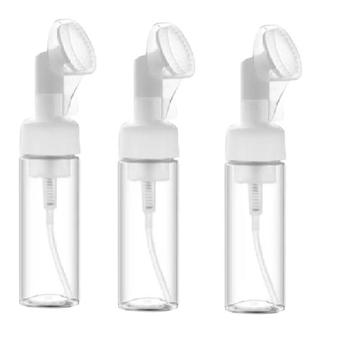 Kit 3 Frascos pump com escova de silicone integrada para auxilio no skin care reutilizável ...