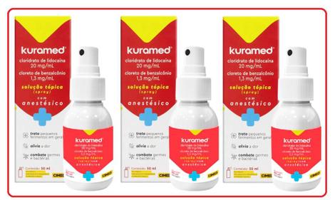 Kit 3 Kuramed Spray Antisséptico + Anestésico 50ml - Cimed - Creme ...