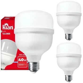 Kit 3 Lâmpadas Led Bulbo 40W Bivolt Alta Potencia Branca Fria 6500k ...