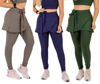 Kit 3 Leggings Calça Saia Com Bolso Fitness Feminina Moda Evangélica ...