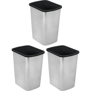 Kit 3 Lixeira Sem Tampa 10L Label Plástico Pintura Tipo Inox - Lixeira ...