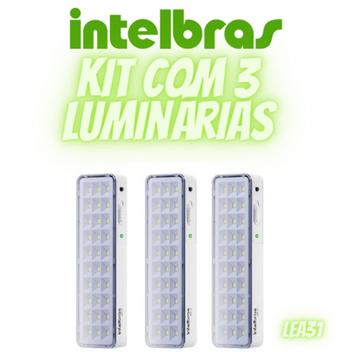 Kit 3 Luminárias De Emergência Intelbras Lea 31 Luz De Led Recarregável ...