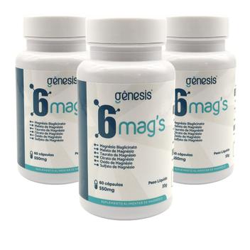 Kit 3 Magnésio 6 Mag's 60 Cápsulas - Gênesis - Ômega 3 / Óleo de Peixe ...