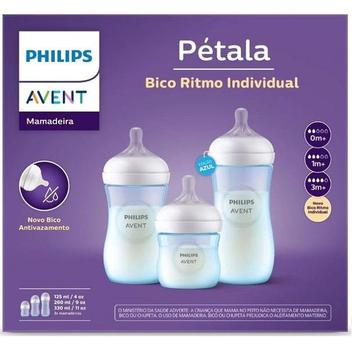 Kit 3 Mamadeiras ANTI-COLIC Petala 125/260/330ML Azul Philips AVENT ...