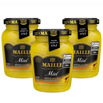 Kit 3 Mostarda Francesa Dijon com Mel Maille Vidro 230g - Mostarda ...