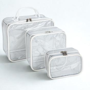 Kit 3 Necessaires Impermeáveis Transparentes com Zíper Viagem ...