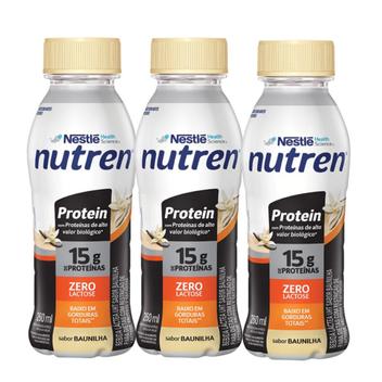 Kit 3 Nutren Protein 15g de Proteínas Sabor Baunilha Zero Lactose 260ml ...