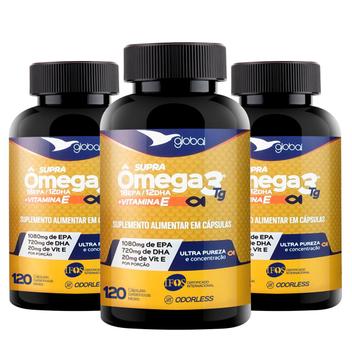 Kit 3 Ômega 3 com Vitamina E Global Suplementos 120 Cápsulas - Ômega 3 / Óleo de Peixe ...
