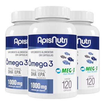 Kit 3 Ômega 3 Óleo De Peixe 1000Mg Apisnutri 120 Cápsulas - Ômega 3 / Óleo de Peixe - Magazine Luiza