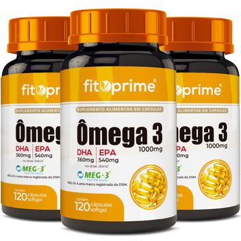Kit 3 Ômega 3 Óleo De Peixe 1000mg Com Selo Meg3 120 cápsulas Fitoprime - Ômega 3 / Óleo de ...