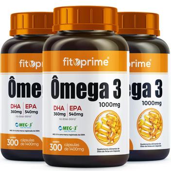 Kit 3 Ômega 3 Óleo de Peixe Com Selo Meg-3 300 Cápsulas 1000mg Rico em ...