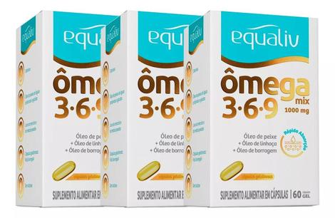 Kit 3 Ômega Mix 3 6 9 Com 60 Cápsulas 1000mg - Equaliv - Equaliv ...