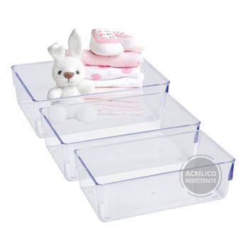 Kit 3 Organizador Closet Transparente Acrilico Calcinhas Meias ...