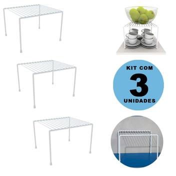 Kit 3 Organizadores Cozinha Pequeno Prateleira Aramado Pintura Epóxi ...