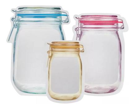 Kit 3 Peças Sacos Hermeticos Zip Lock Desenho Pote 3d Safebag ...