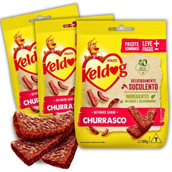Kit 3 Petisco Bifinho Keldog Criadores Sabor Churrasco para Cães - 500g ...