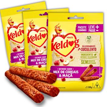 Kit 3 Petisco Bifinho Keldog Criadores Sabor Mix de Cereais e Maçã para ...