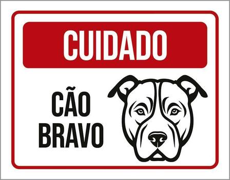 Kit 3 Placas Sinalização - Cuidado Cão Bravo Preto Branco - Sinalizo ...