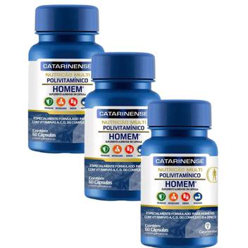 Kit 3 Polivitamínico Nutrição Multi Homem Catarinense 60 Cápsulas ...