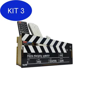 Kit 3 Porta Controle Remoto Mdf 3 Divisórias Claquete - De Coração Shop ...