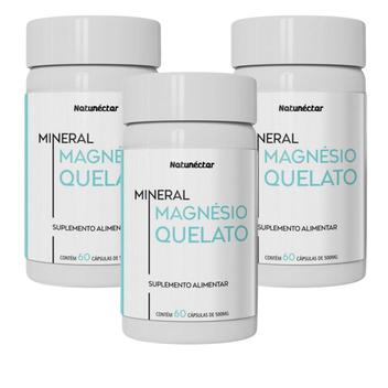 Kit 3 Potes Magnésio Quelato Encapsulado 100% Puro Suplemento Alimentar ...