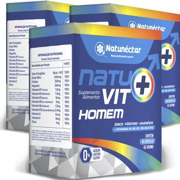 Kit 3 Potes Natuvit Homens Natunectar Natural Original Vitaminas Vit D ...