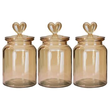 Kit 3 Potes Vidro Âmbar Decor Afeto Coração 1 Litro - Tuut - Yangzi ...