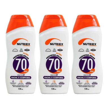 Kit 3 Protetor Solar 70 Fps 120ml Facial E Corporal. Nutriex - Cuidados ...
