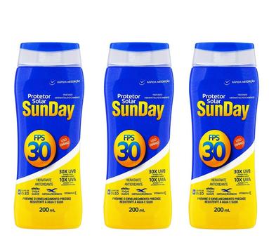 Kit 3 Protetor Solar Sunday Fps 30 200ml. - Protetor Solar - Magazine Luiza